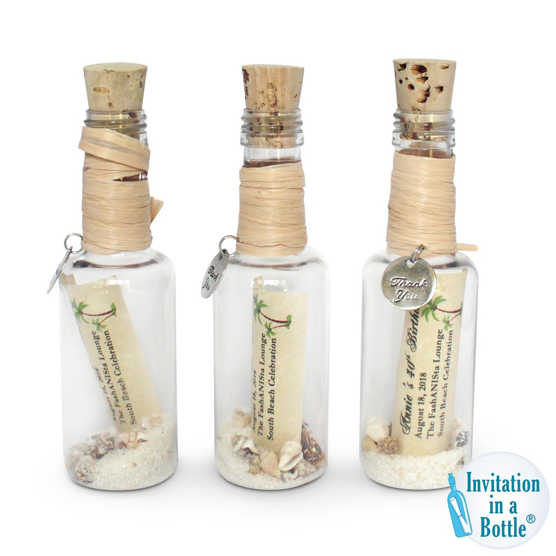 Message Bottle Favor by Invitation in A Bottle ™ Thank You - Etsy