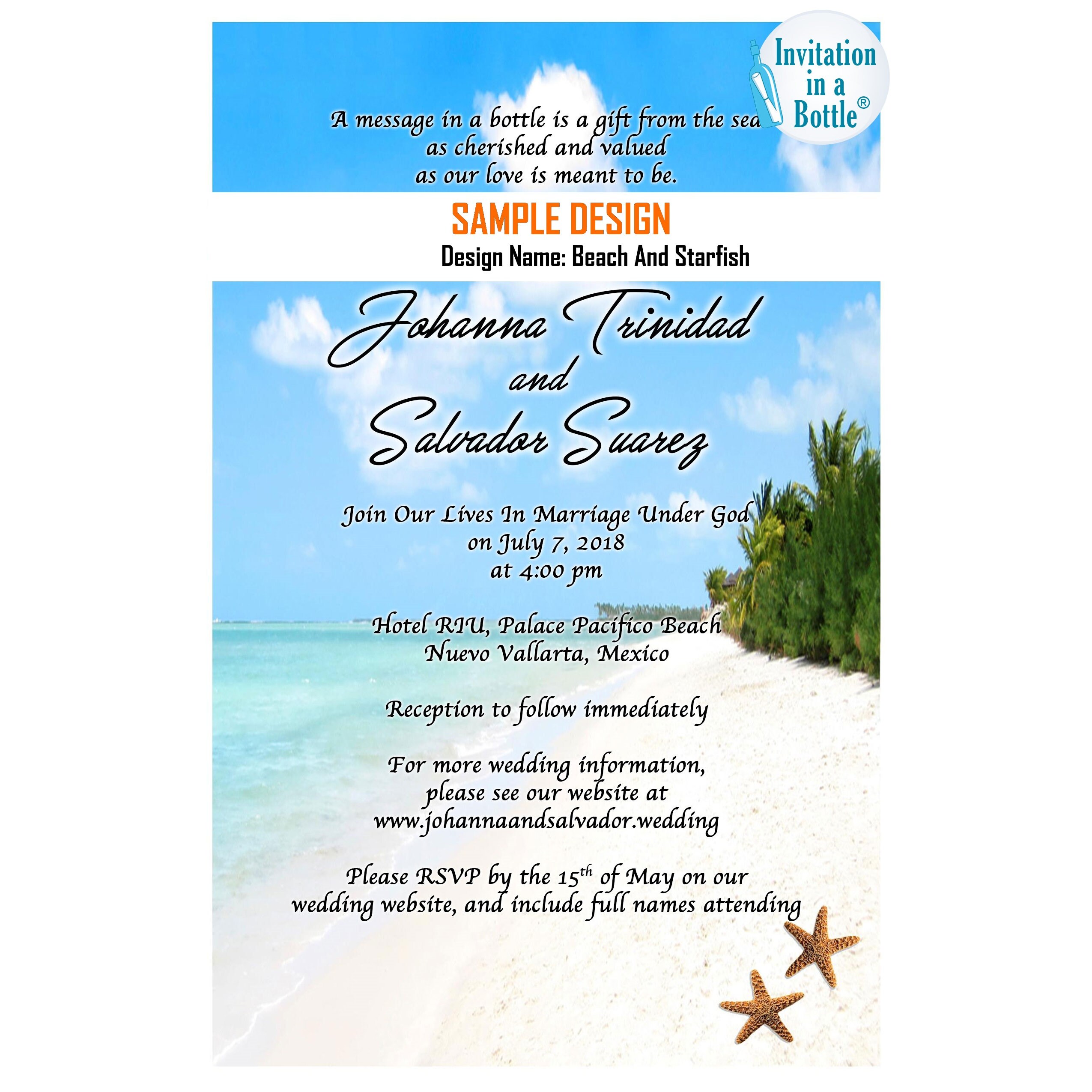 Beach Wedding Invite Sayings Editable Beach Wedding Invitation Set,