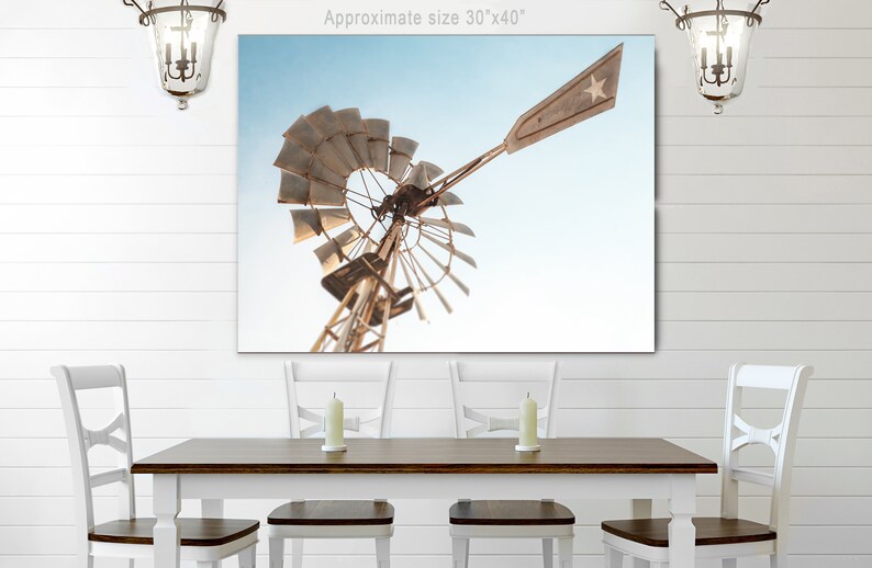 Windmill Art Rustic Wall Art Canvas Farm Art Brown Fixer | Etsy