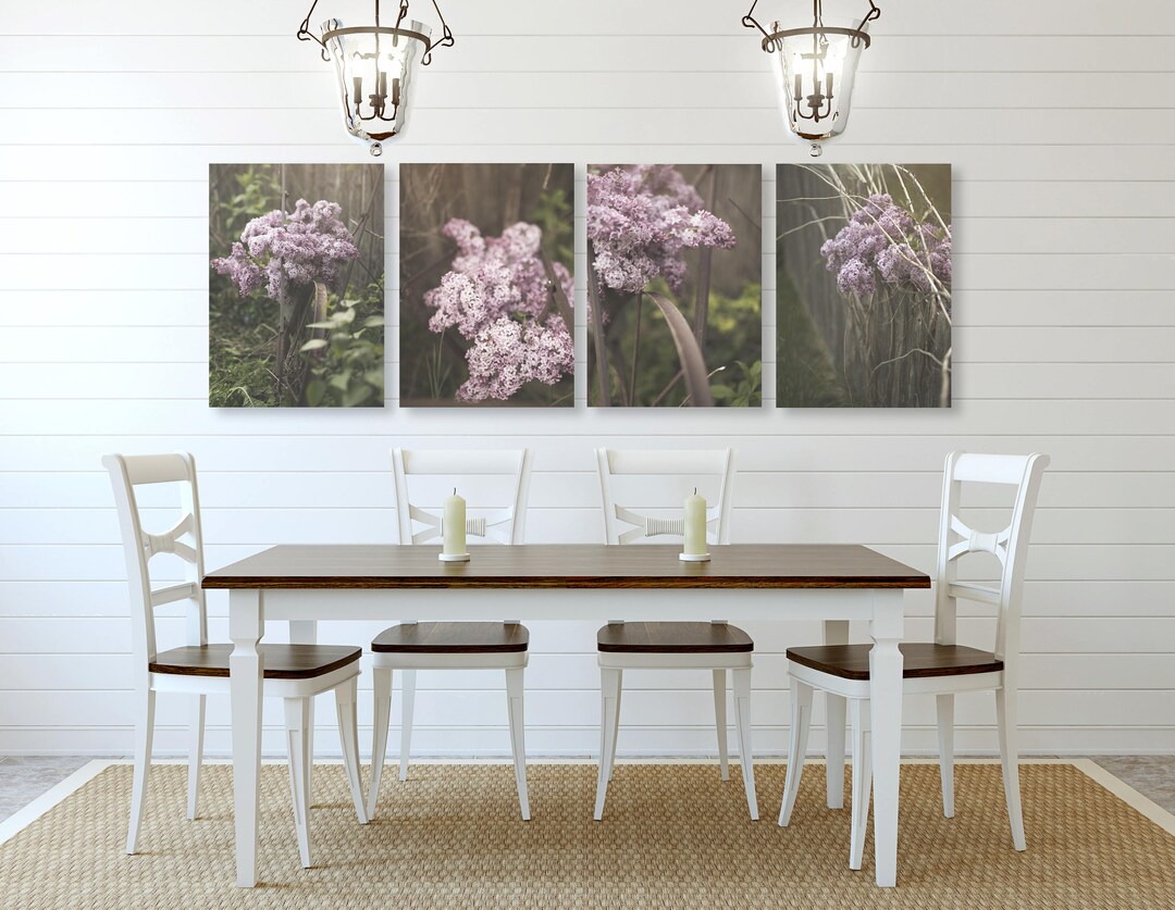 Lilac Floral Wood Plank Print Set: Rustic Farmhouse Wall Art - Etsy
