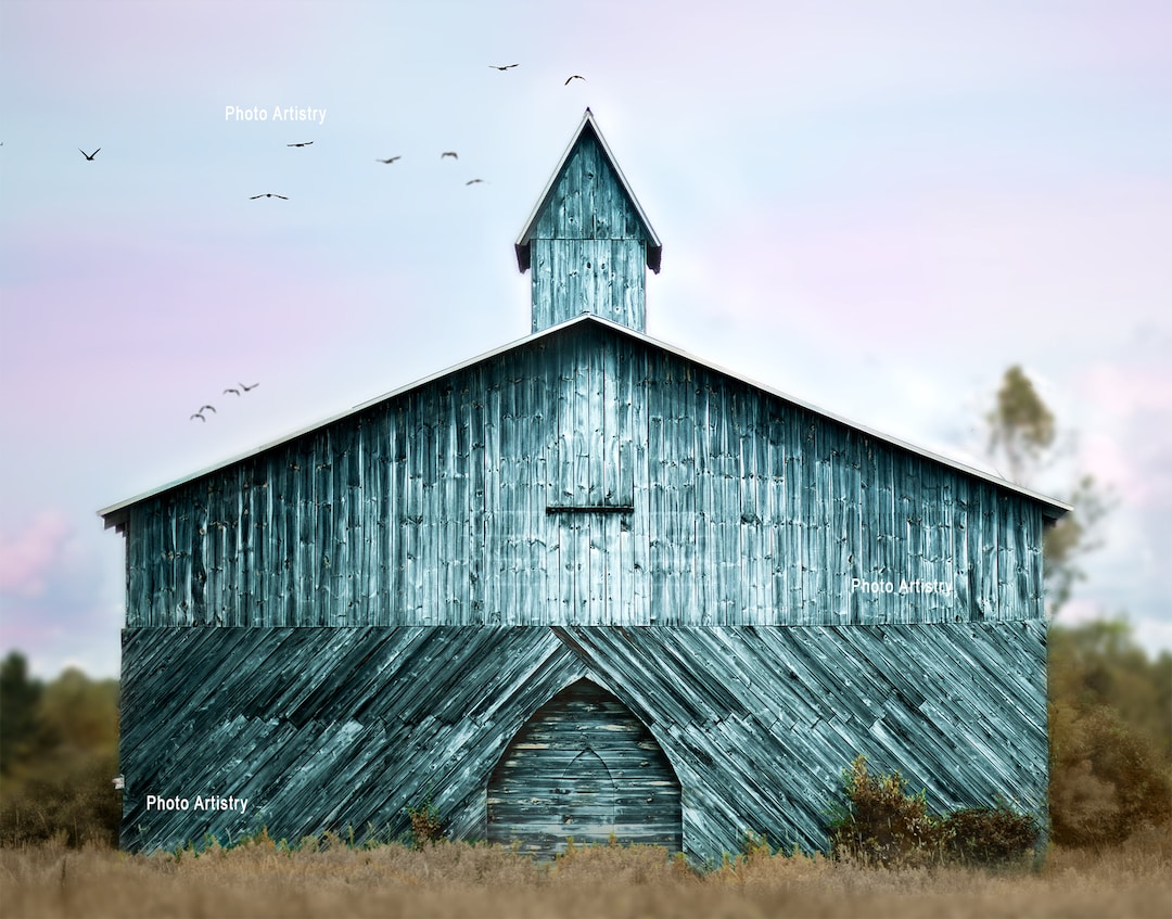 Blue Barn Art, Rustic Wall Art, Modern Farmhouse, Canvas, Farm Art ...