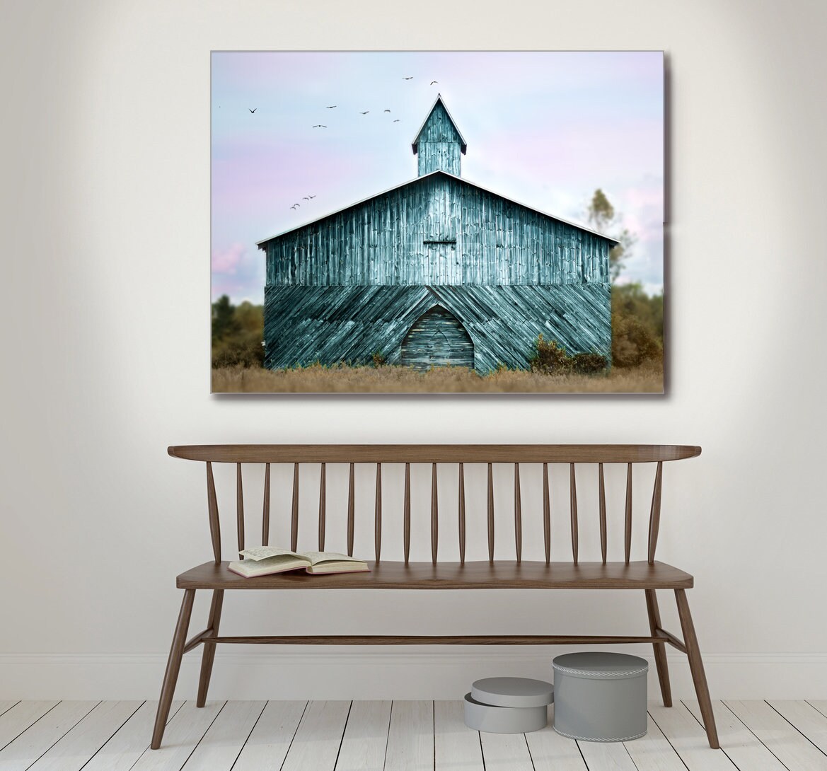 Blue Barn Art Rustic Wall Art Modern Farmhouse Canvas Farm | Etsy