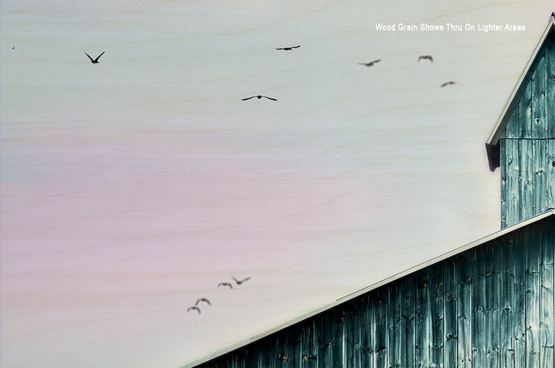 Barn Art Blue Barn on Wood Modern Farmhouse Wood Print - Etsy