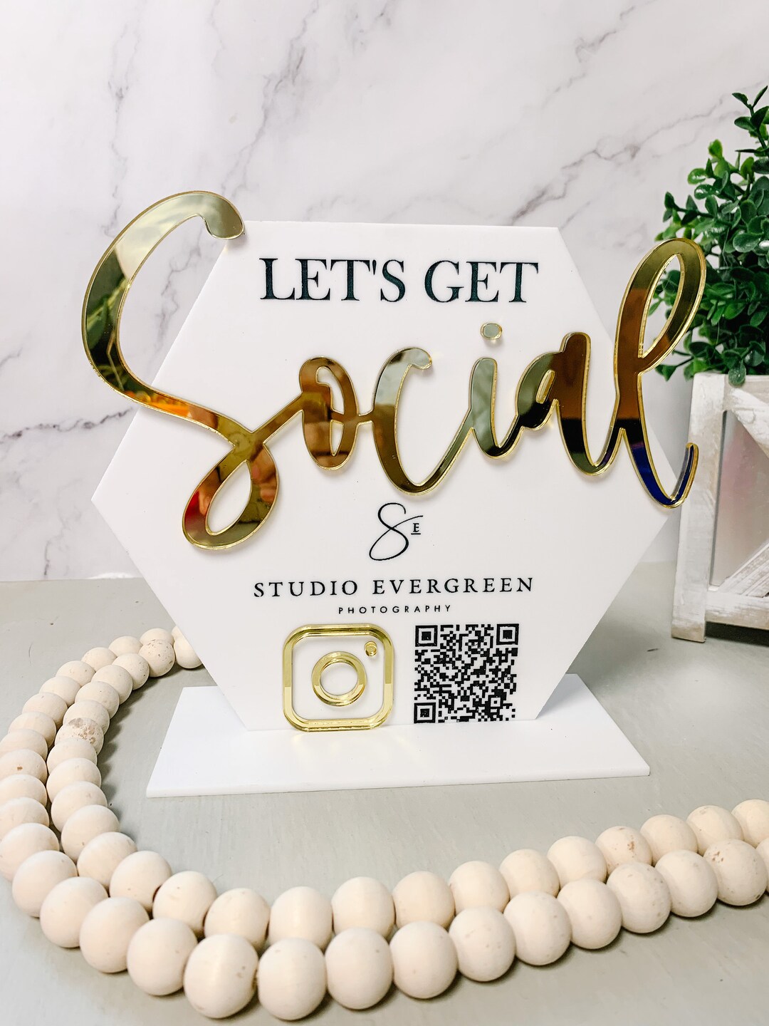 QR Code Sign, Lets Get Social Sign, Social Media Acrylic Sign, Sign for ...