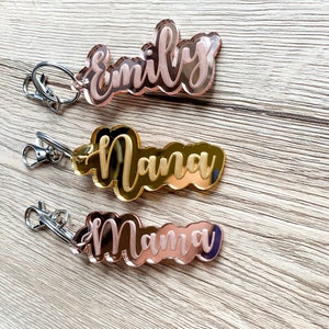 Personalized Name Keychain, Rose Gold Acrylic, Customized Gold Keyring ...