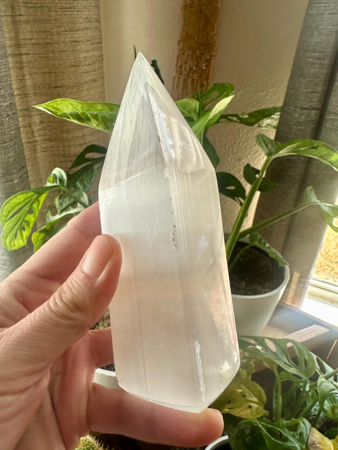6 Inch Selenite Tower Point, Obelisk Crystal, Thick Pointed Tower ...