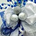 Christmas Bow Tree Topper Beautiful Blue White and Silver - Etsy