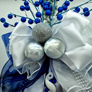 Christmas Bow Tree Topper Beautiful Blue White and Silver - Etsy