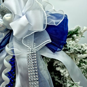 Christmas Bow Tree Topper Beautiful Blue White and Silver - Etsy