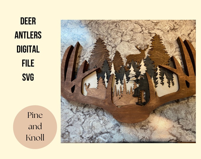 Deer Antlers Laser Cut Layered File Glowforge Laser File Digital ...