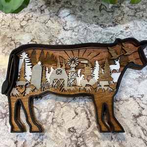 Cow Farm Animal Layered Cow Digital Download SVG File Laser Cut File - Etsy