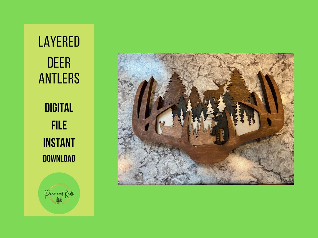 Deer Antlers Laser Cut Layered File Glowforge Laser File - Etsy