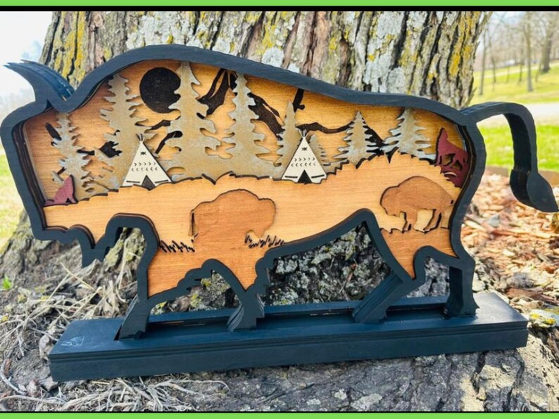 Native American Layered Bison Digital Download Buffalo Laser - Etsy