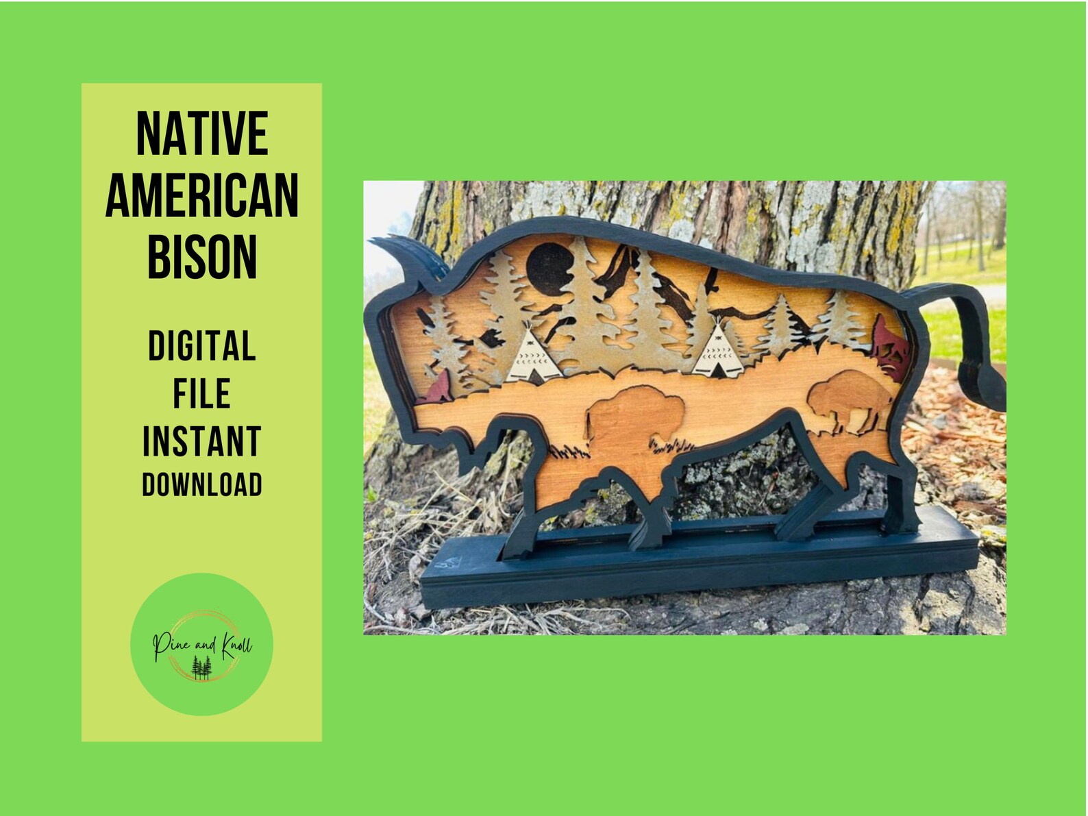 Native American Layered Bison Digital Download Buffalo Laser - Etsy