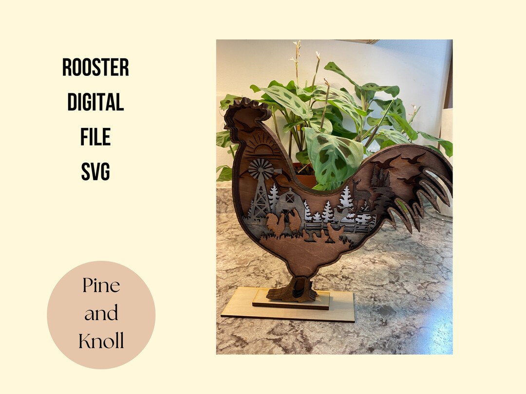 Rooster Farm Animal Layered Rooster Digital File Digital Download Laser ...
