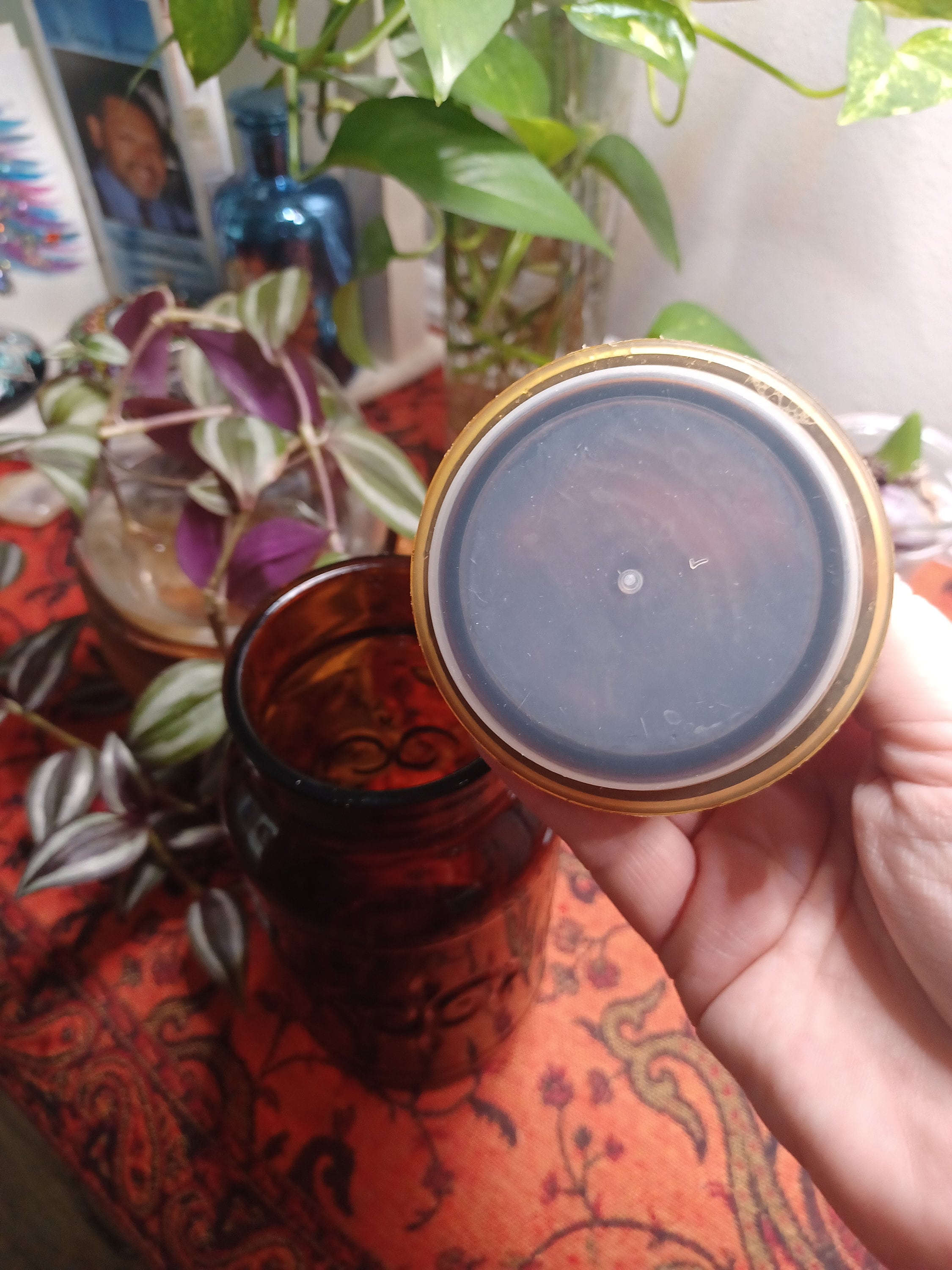 1970's Borden Cremora Amber Glass Canister, Apothecary Jar Fleur-de-lis ...