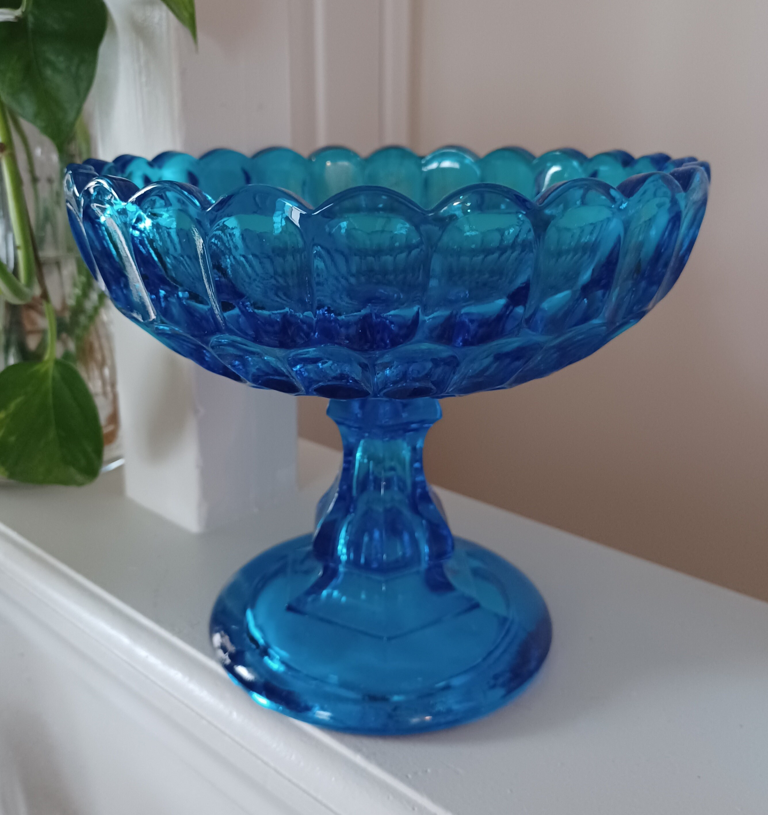 Vintage Colonial Cobalt Blue Thumbprint Compote Candy Dish Bowl Footed Pedestal - Etsy