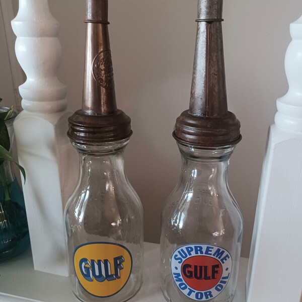 Vintage Glass Motor Oil Bottle - Etsy