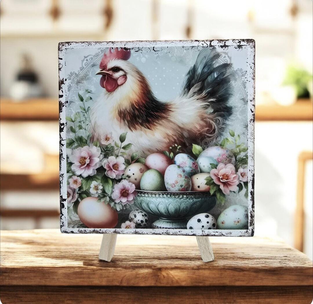 Fancy Hens Mini Wood Block Art, Rustic Farmhouse, Tiered Tray Decor. - Etsy