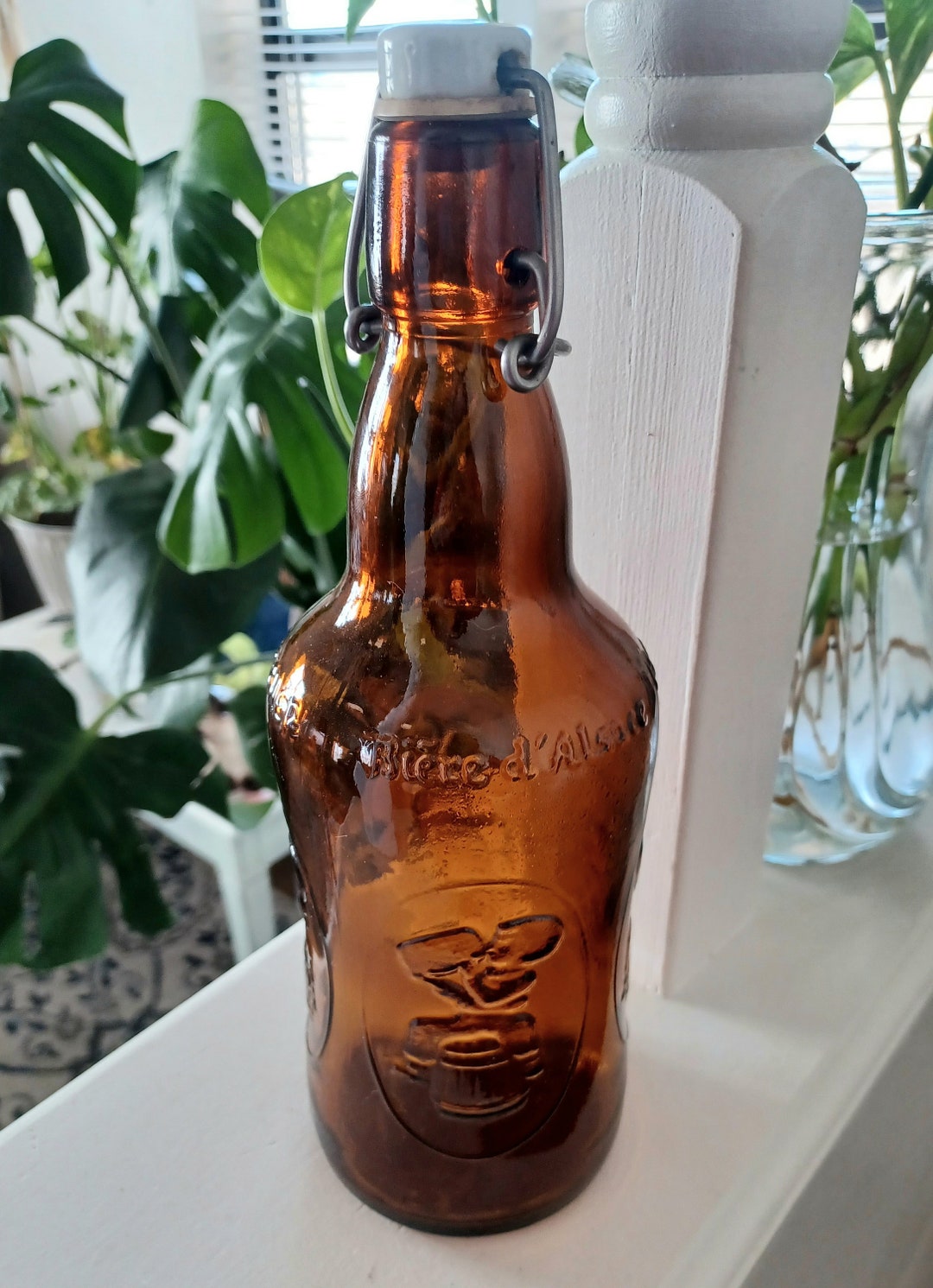 Vintage Antique Fischer Glass Beer Bottle/brown Glass Beer Bottle W ...