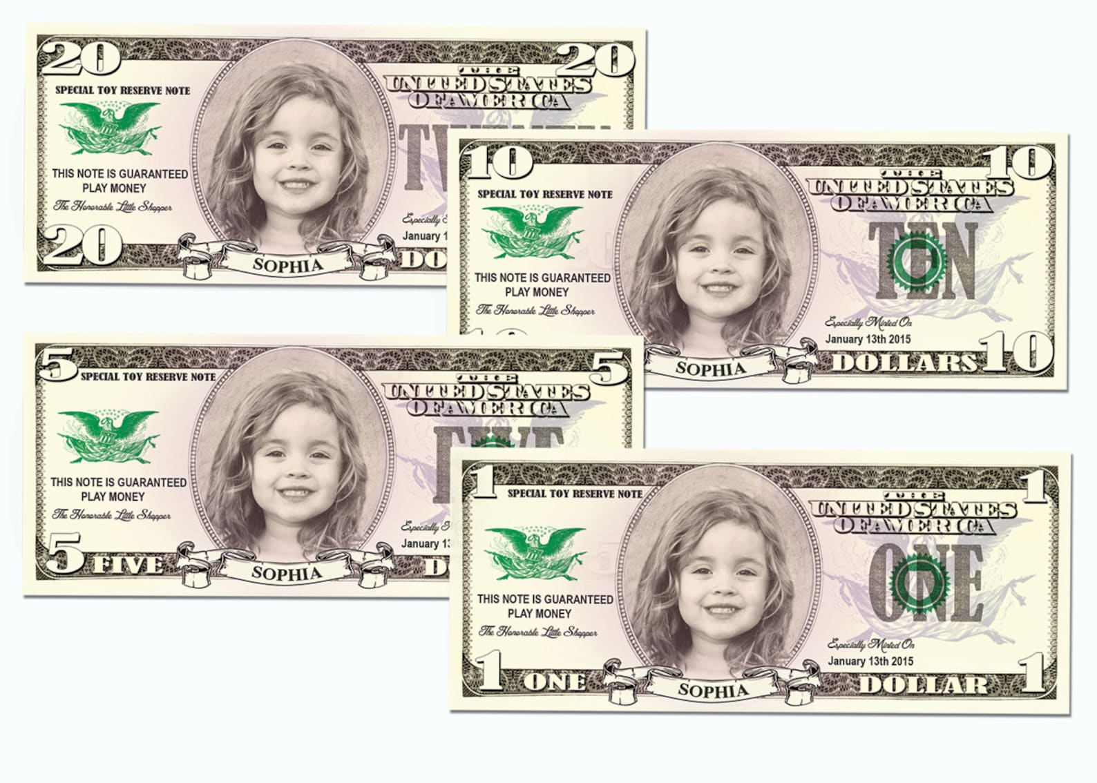 Personalized Custom Play Money Dollars 10 of Each 1 5 10 - Etsy