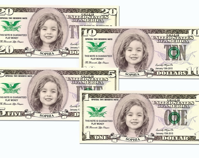 Personalized Custom Play Money Dollars 10 of Each 1, 5, 10, 20 Dollars ...