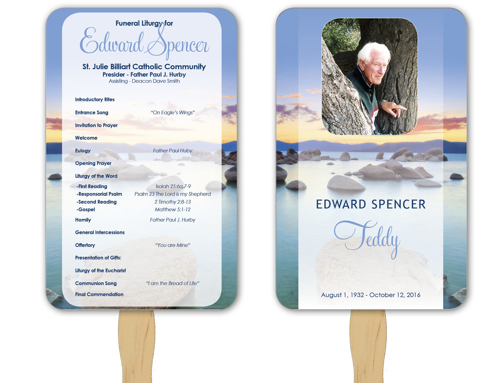 20 Custom Photo Memorial Funeral Program Paddle Fans - Etsy