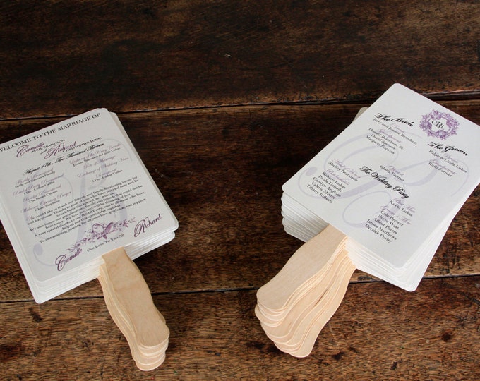 Wedding Program Hand Fans Custom Shimmer Fully Assembled With Paddle - Etsy