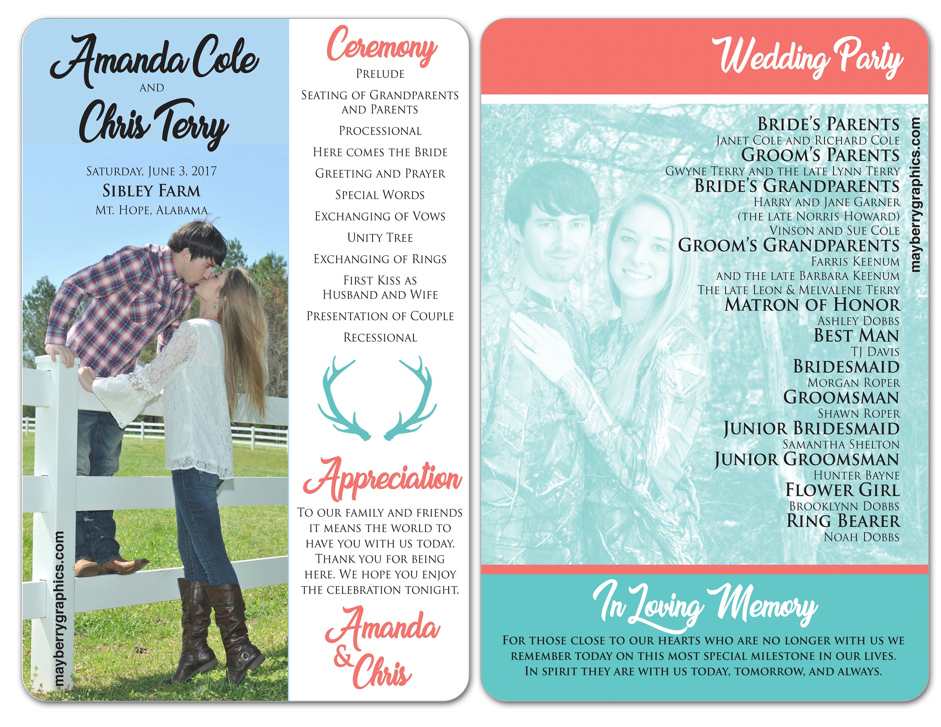 Photo Wedding Program Fans Elegant Magazine Cover Fully Assembled ...