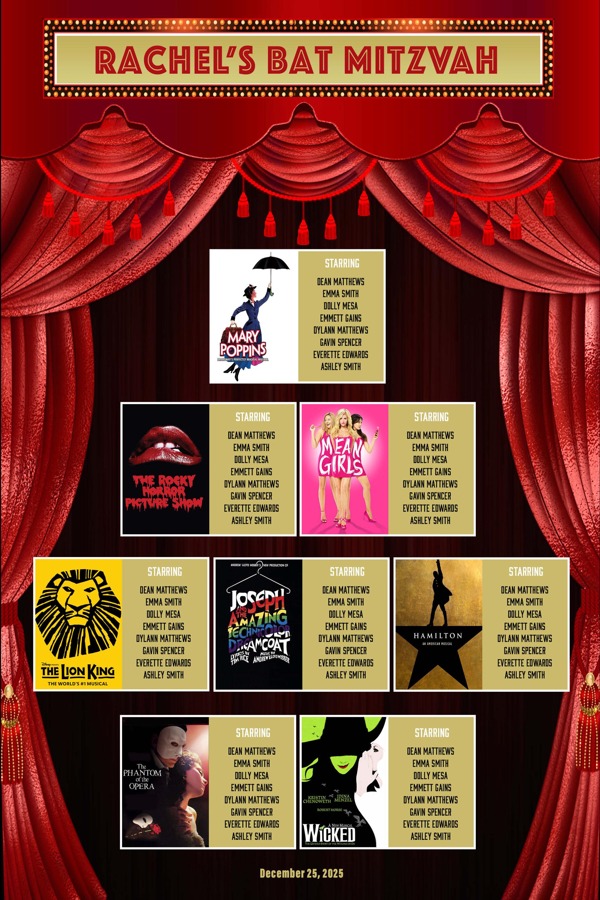 Broadway Theater Show Seating Chart Poster 24x36 - Etsy