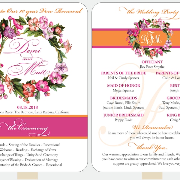 Vow Renewal Program - Etsy