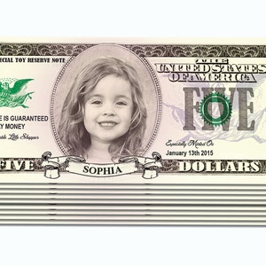 Personalized Custom Play Money Dollars - 15 of Each 1, 5, 10, 20 ...