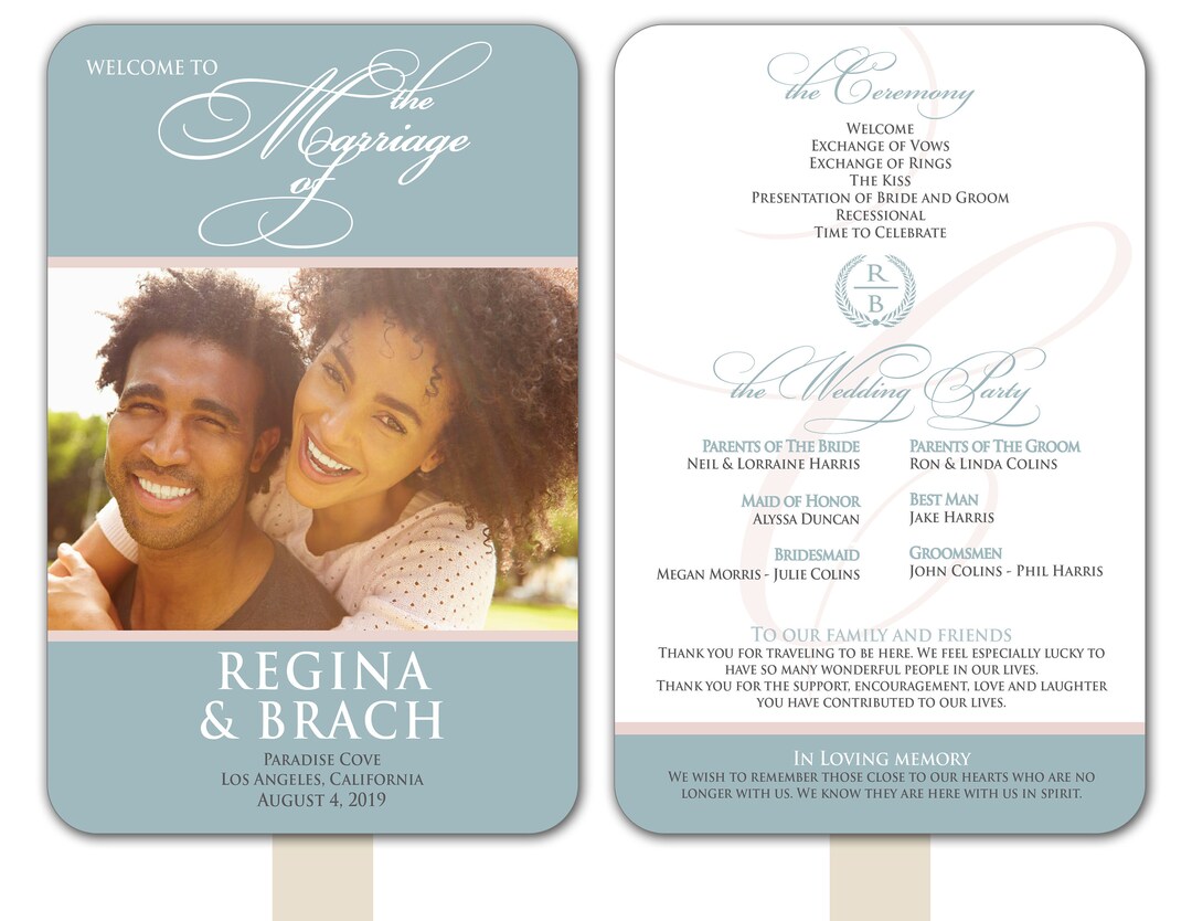 Photo Wedding Program Fans Elegant Magazine Cover Fully Assembled ...