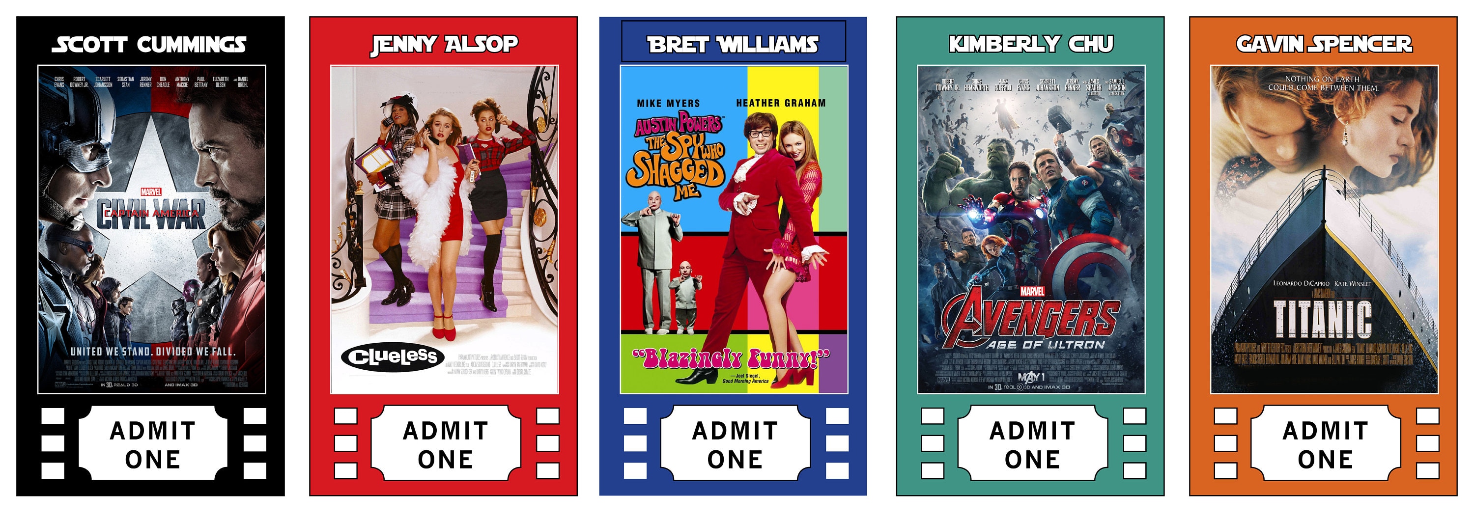 Movie Ticket Place Cards Reception Cards Custom | Etsy