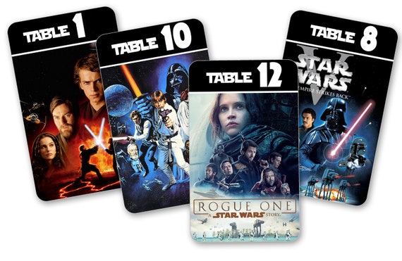 Star Wars Movie Table Numbers Custom Double sided almost any | Etsy