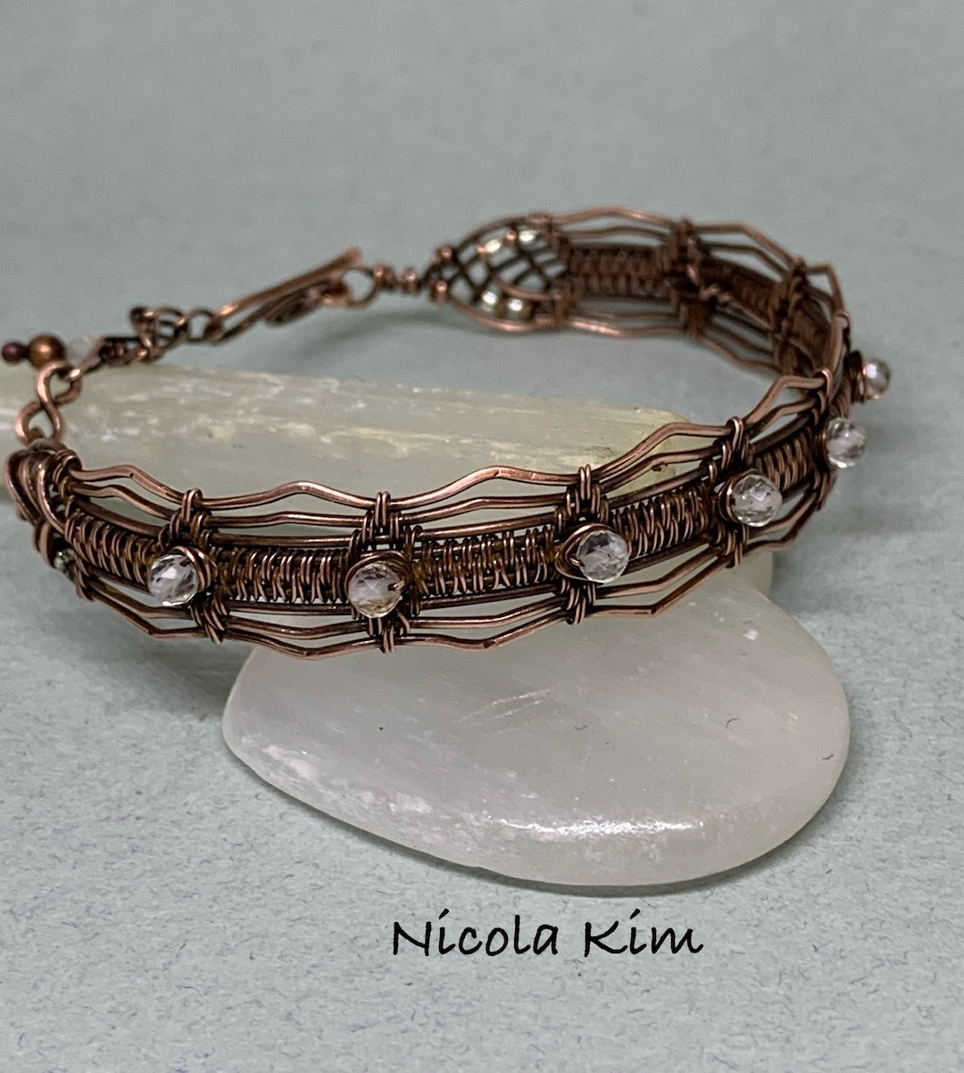 Delicate and Pretty Copper Bracelet With 3mm Rock Crystal - Etsy