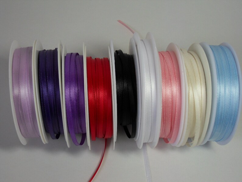 3m Narrow Satin Ribbon 3-4mm Wide - Choice of Colours - Etsy