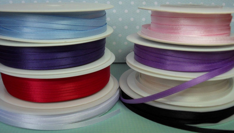 3m Narrow Satin Ribbon 3-4mm Wide - Choice of Colours - Etsy