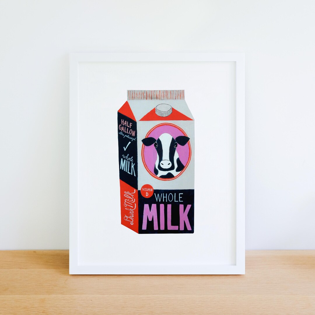 Milk Carton Print - Milk Illustration - Drink Illustration - Food ...
