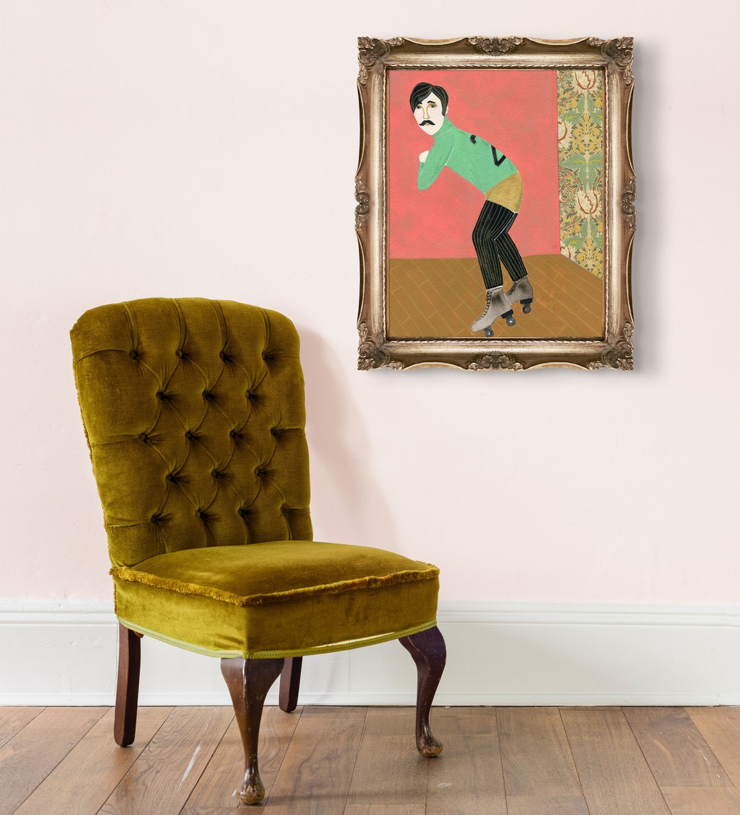 Roller Skate Art - Roller Skater Print - Vintage Scene Print - Giclee ...