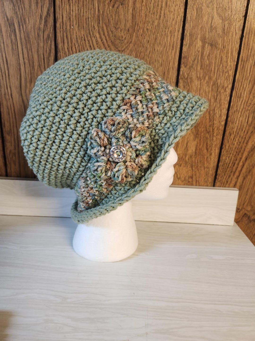 Pretty Sage Green/multi Color Handmade Knitted Slouch Bucket Hat Ready ...