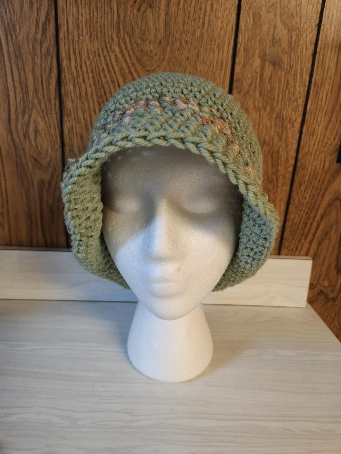 Pretty Sage Green/multi Color Handmade Knitted Slouch Bucket Hat Ready ...