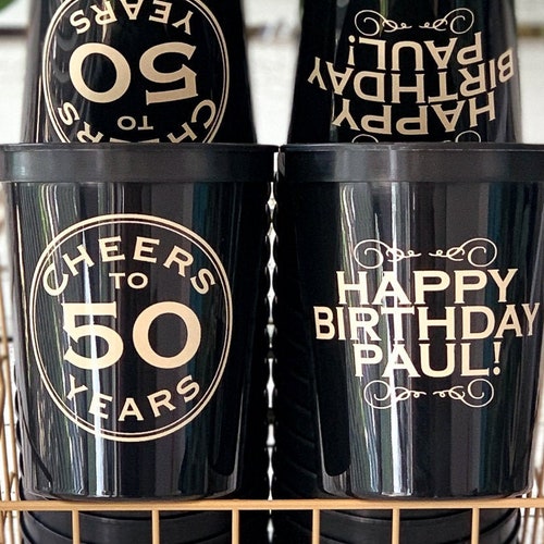 50th Birthday Cup 50th Birthday Party Cheers to 50 Years - Etsy