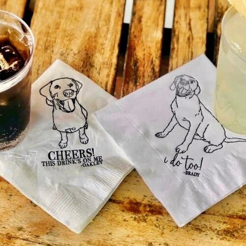 Dog Cocktail Napkins Dog Wedding Napkins Custom Pet Cocktail - Etsy