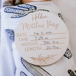 Newborn Engraved Birth Stats, Custom Baby Name Plaque, Newborn Hospital ...