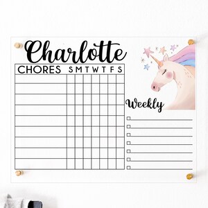 Personalized Unicorn Chore Chart Editable Chore Behavior Reward Chart ...