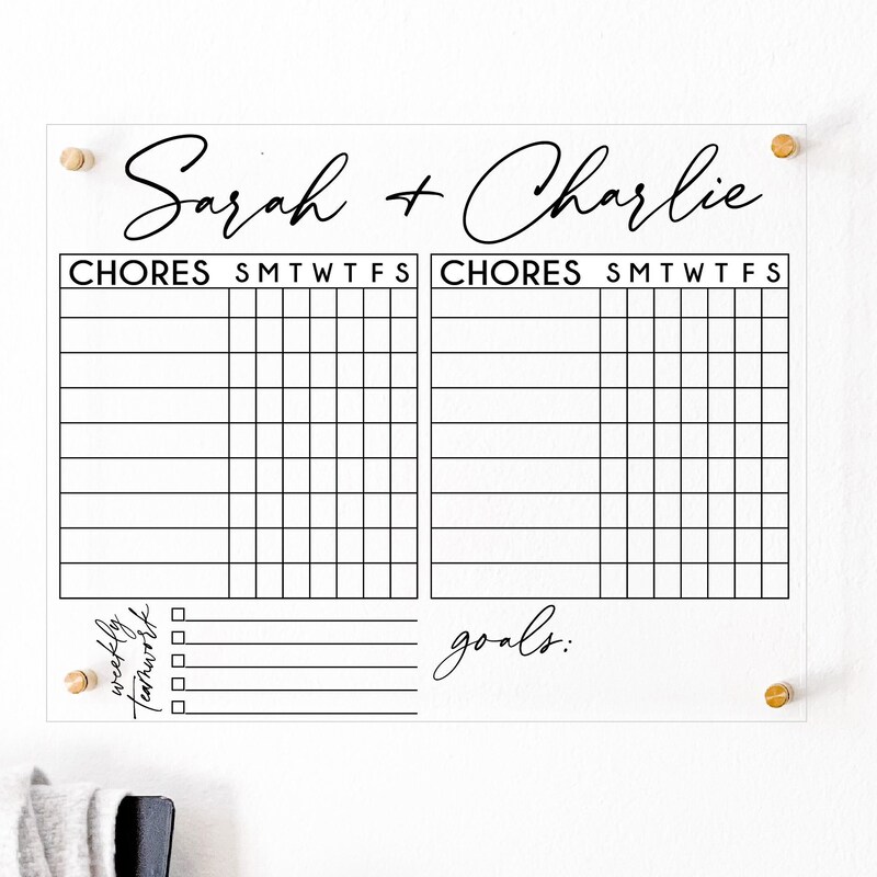 Acrylic Chore Chart - Etsy