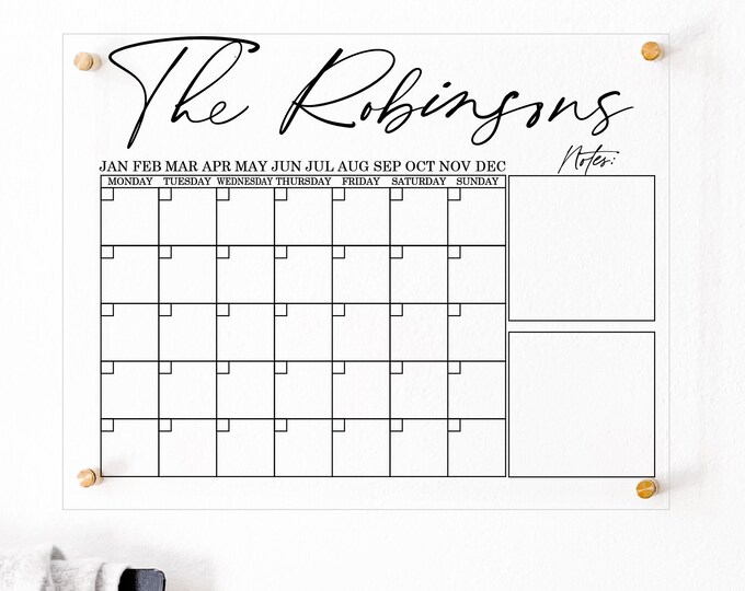Personalized Acrylic Calendar for Wall Ll Dry Erase Board Lucite Clear ...