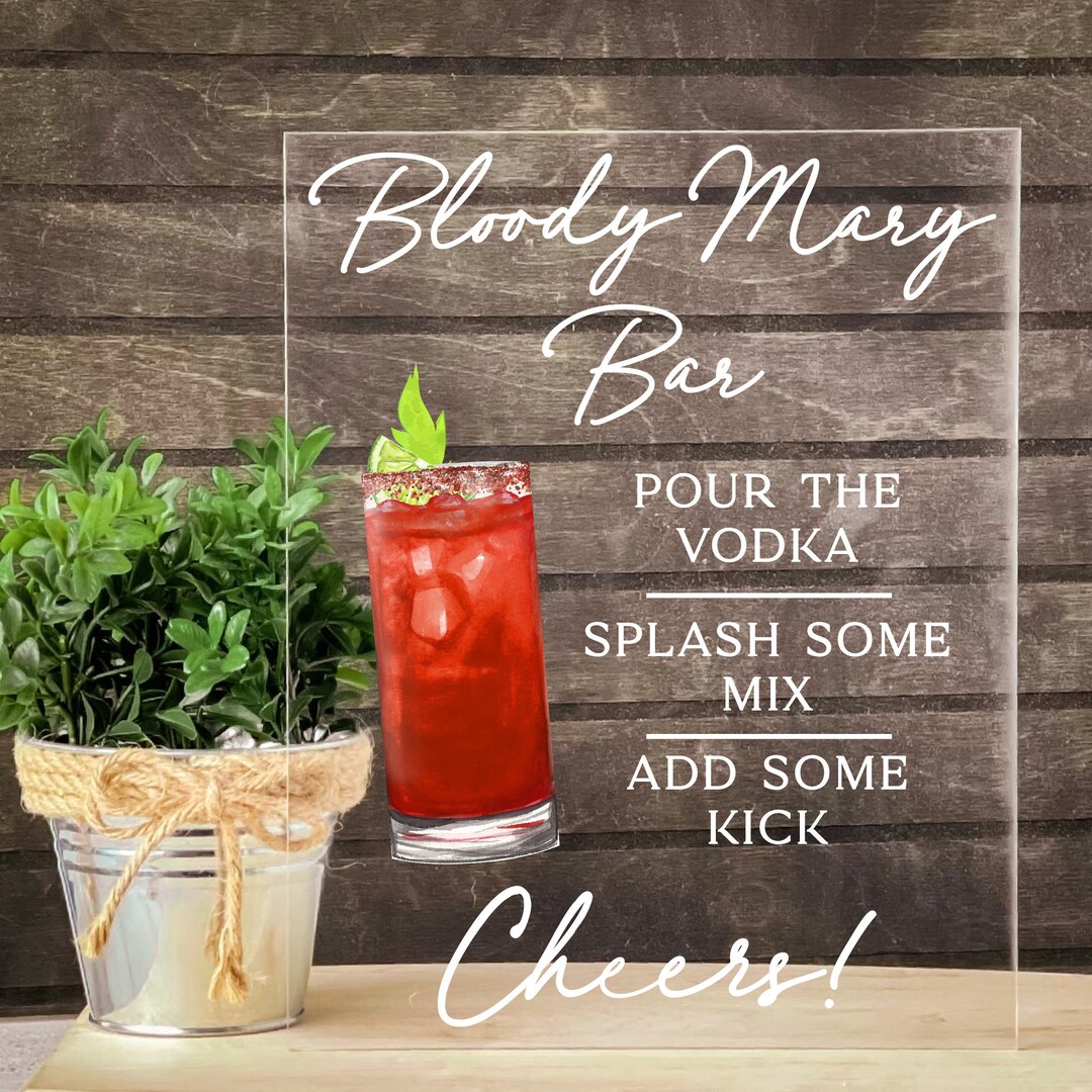 Bloody Mary Bar Sign Bridal Shower Baby Shower Wedding Brunch Sign Open ...