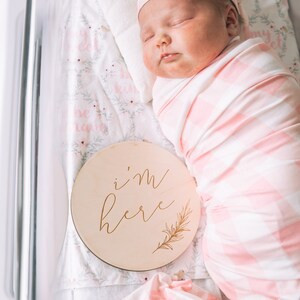 I'm Here Birth Announcement Sign, Baby Announcement Sign, Hello World ...